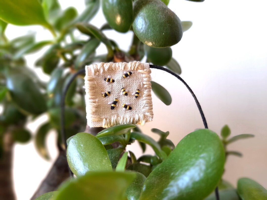 Bee Talisman Hand Embroidered Wish Bracelet, Tiny Humblebee Wristlet, Amulet Embroidery Fabric ...