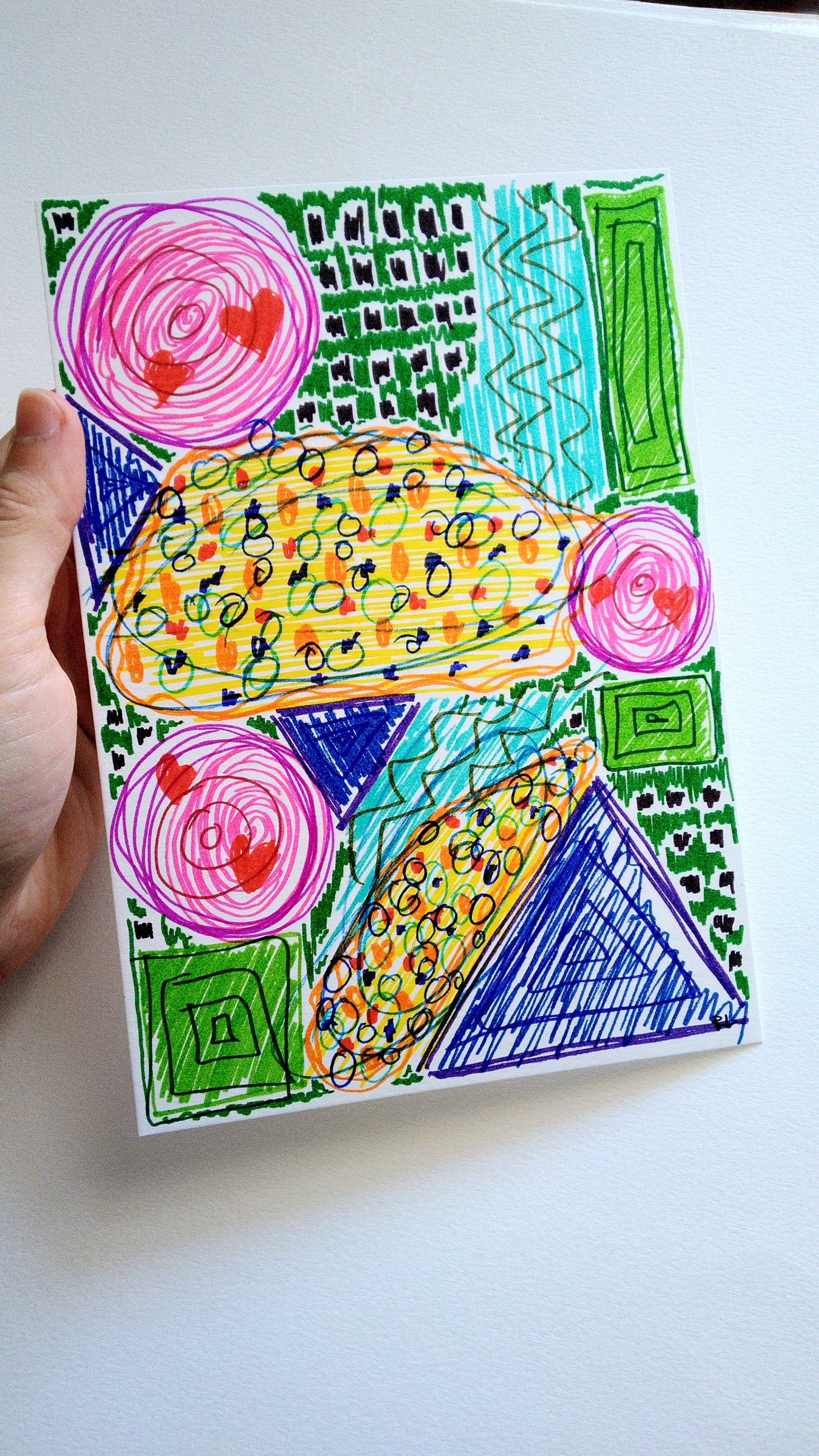 Abstract Marker Drawing, Colorful Wall Art for Kitchen or Living Room ...