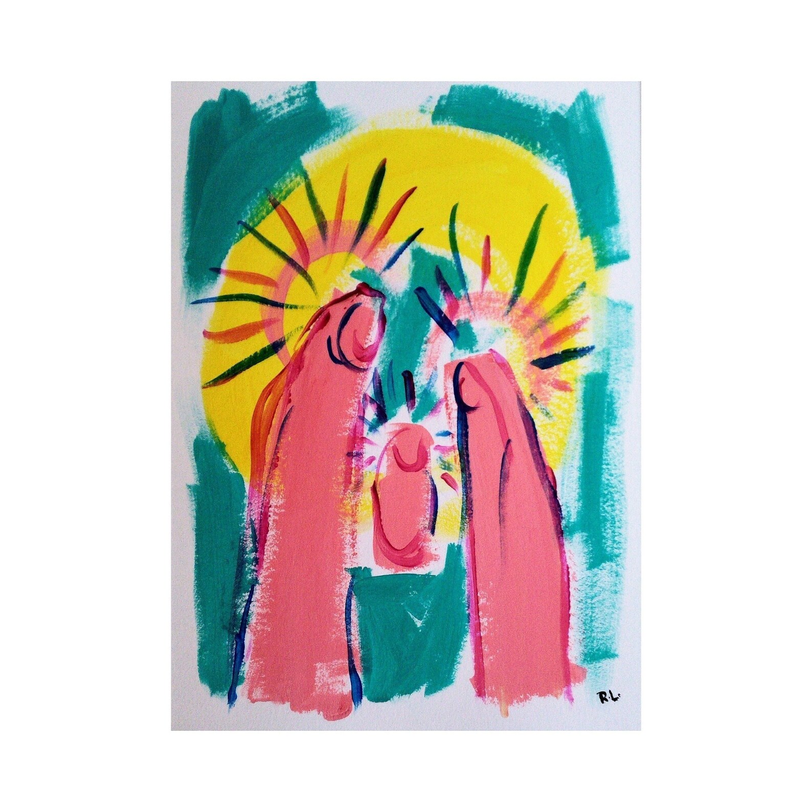 Abstract Nativity Scene Painting Pastel Color Birth of Jesus - Etsy