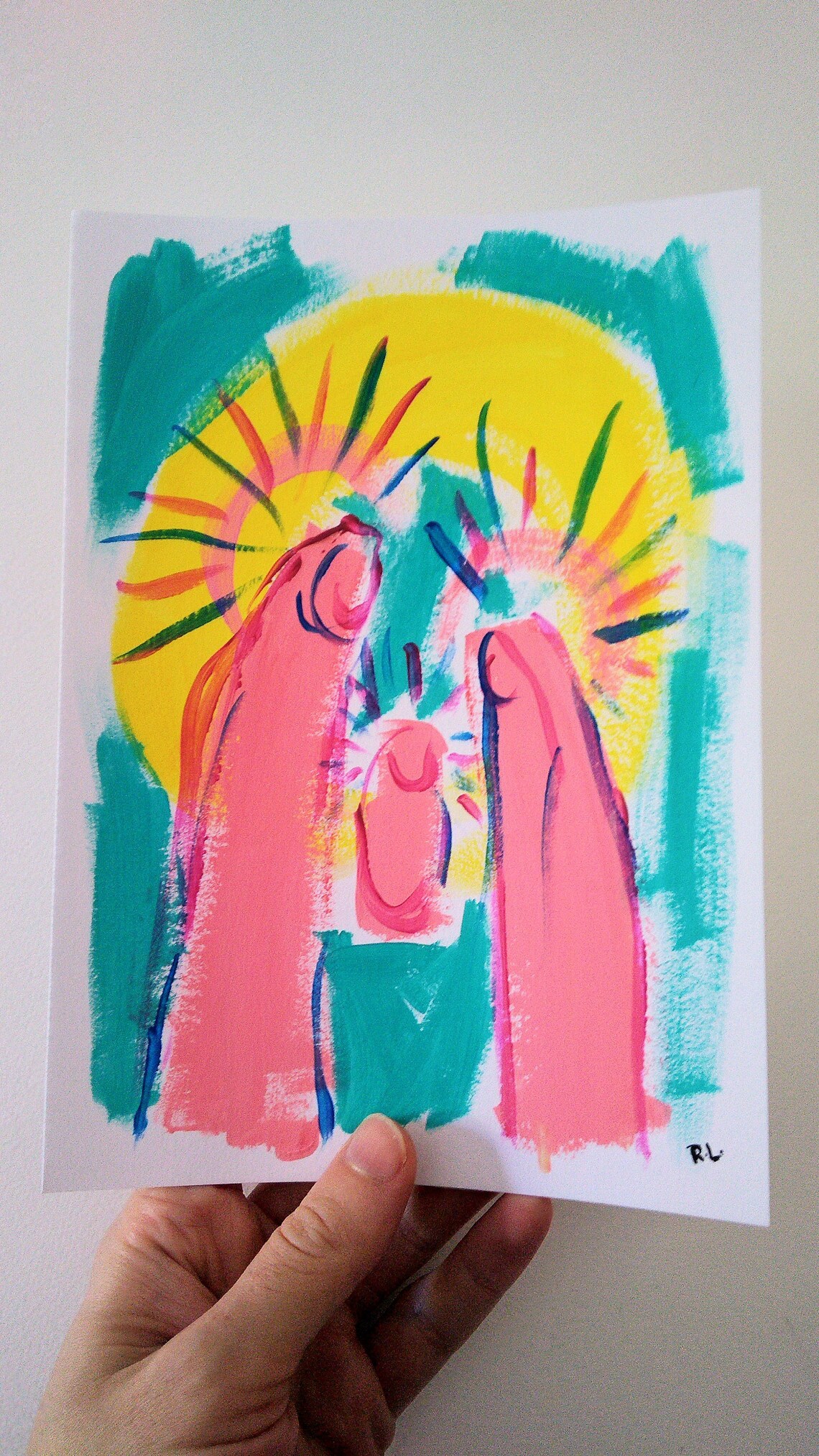 Abstract Nativity Scene Painting Pastel Color Birth of Jesus - Etsy