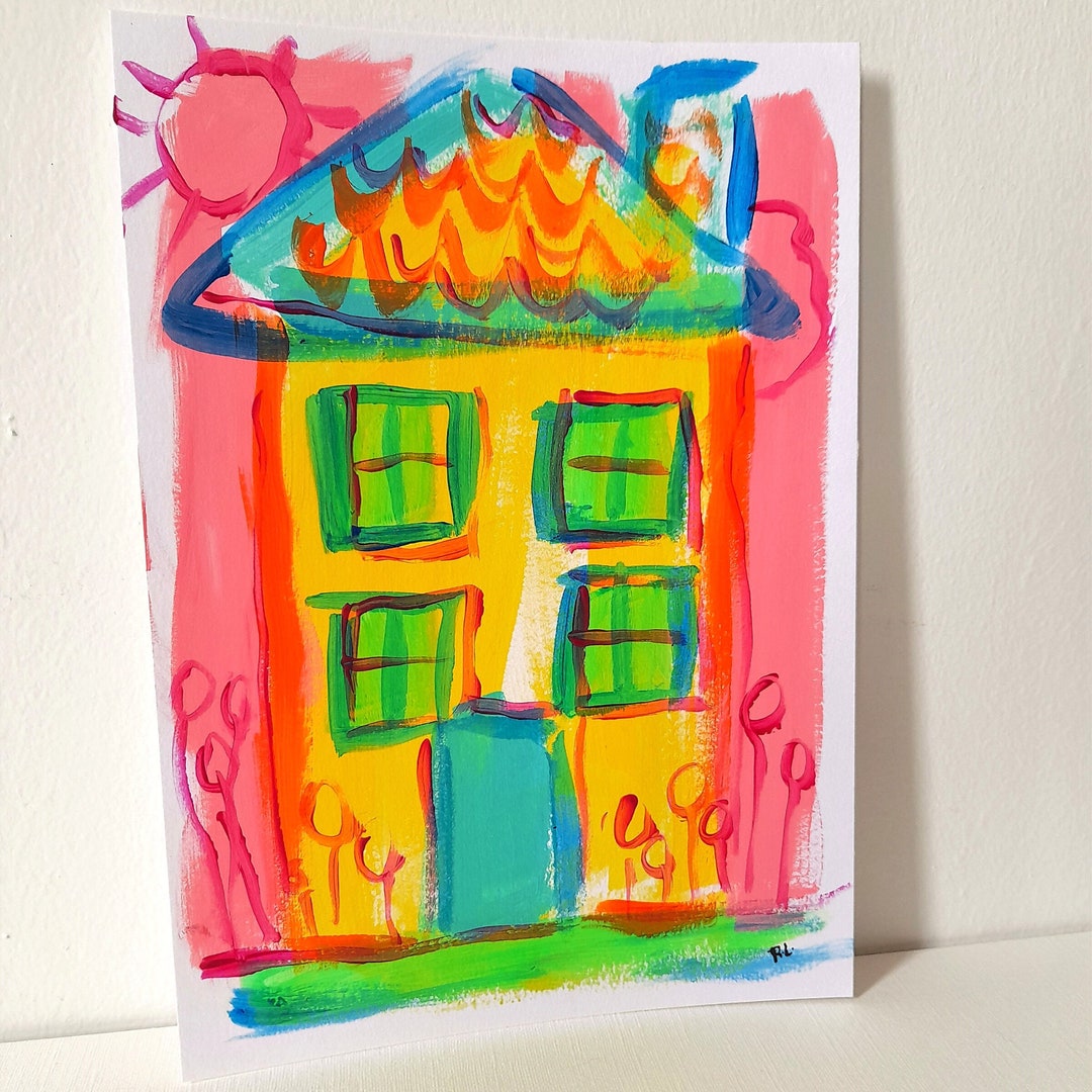House Painting Abstract Home Wall Art House Painting for Entryway House ...