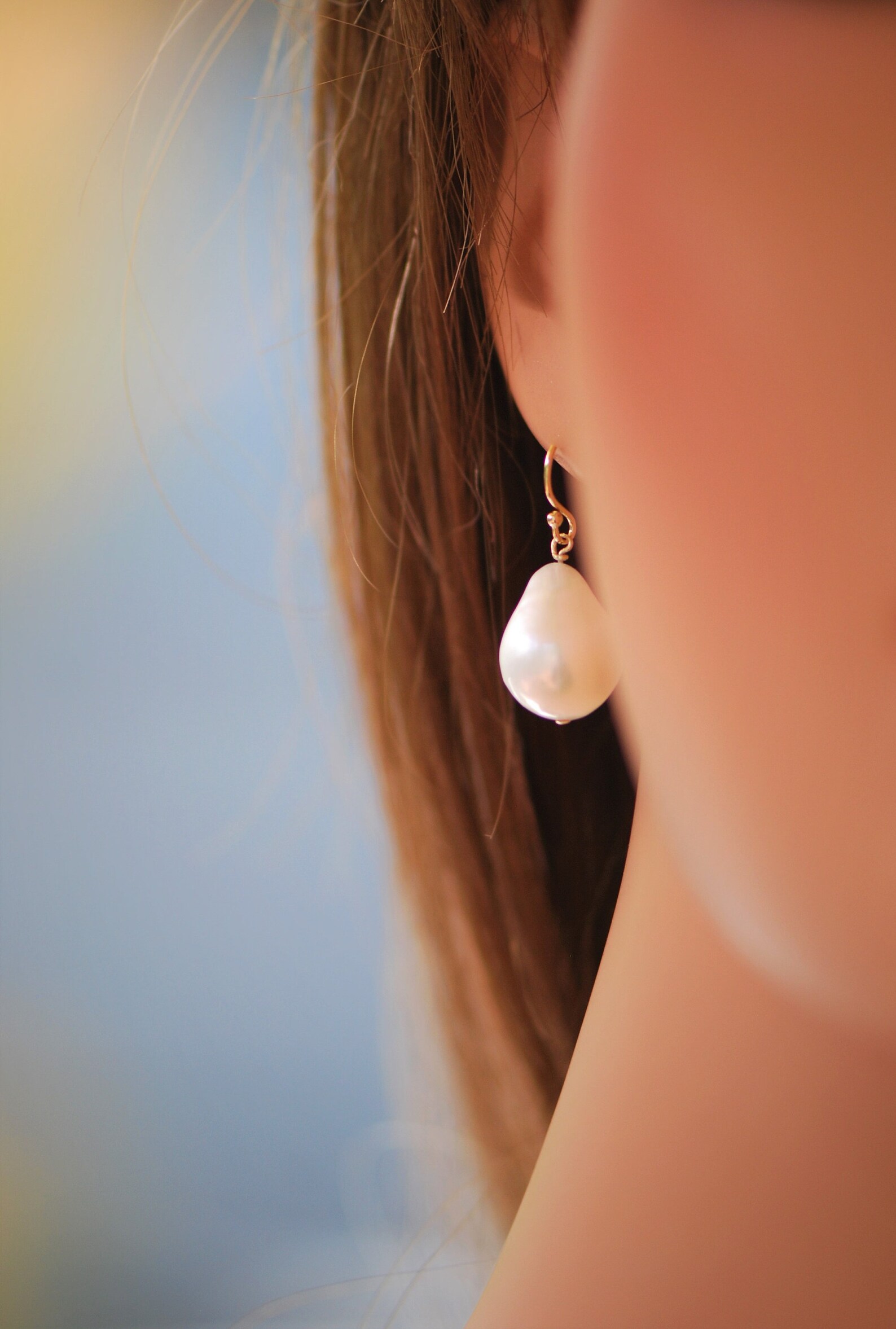 Edison Pearl Drop Earrings, 14k Solid Gold - Etsy