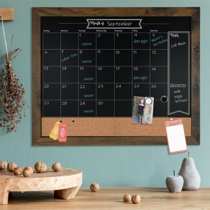 18x24 Chalkboard Calendar and Bulletin Combo Board- Includes Chalk ...