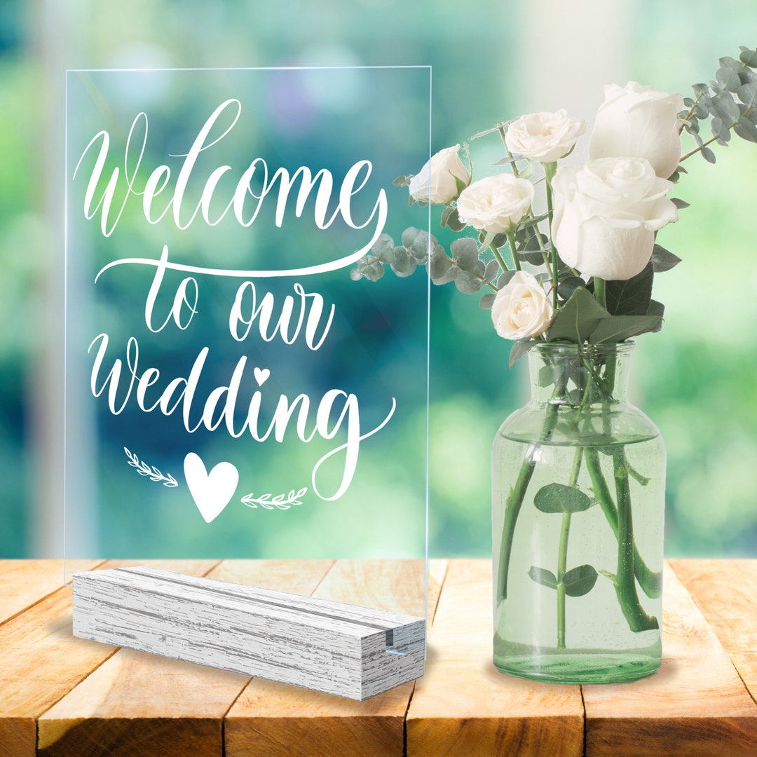 Acrylic Signs With White Wood Stand - 5x6 Signs - 4 Pack - Includes ...