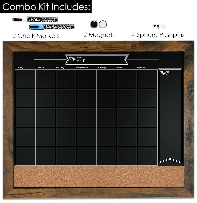 18x24 Chalkboard Calendar and Bulletin Combo Board Includes - Etsy