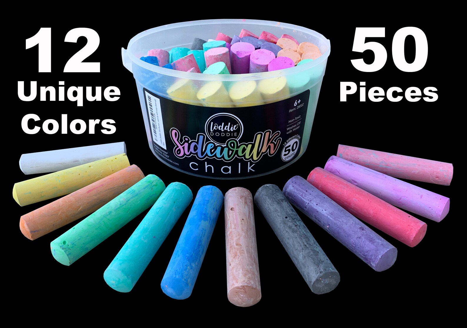 50ct Bucket of Sidewalk Chalk 12 Unique Colors | Etsy