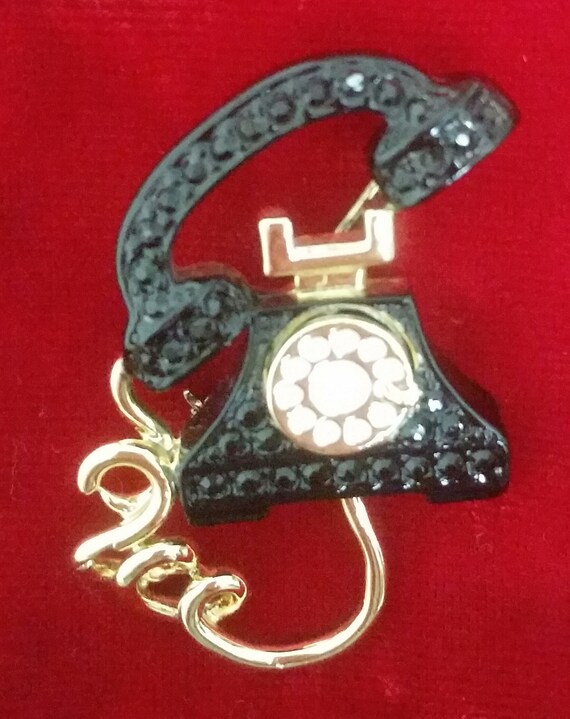 Vintage Danecraft Telephone Brooch - Gem