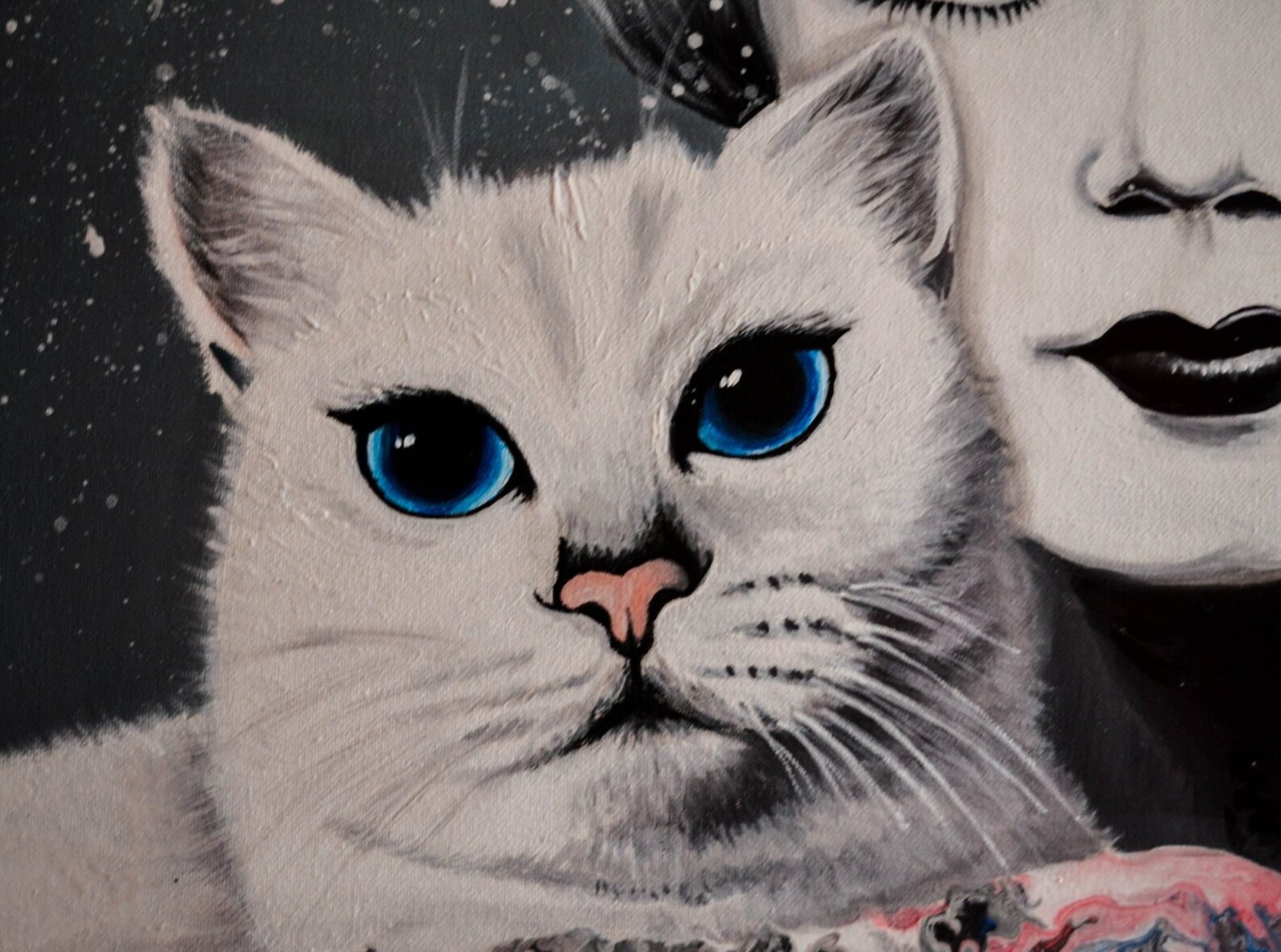 Jean Harlow. White. Animal. Coby. Cat. Paint. Painting. Popart. Old ...