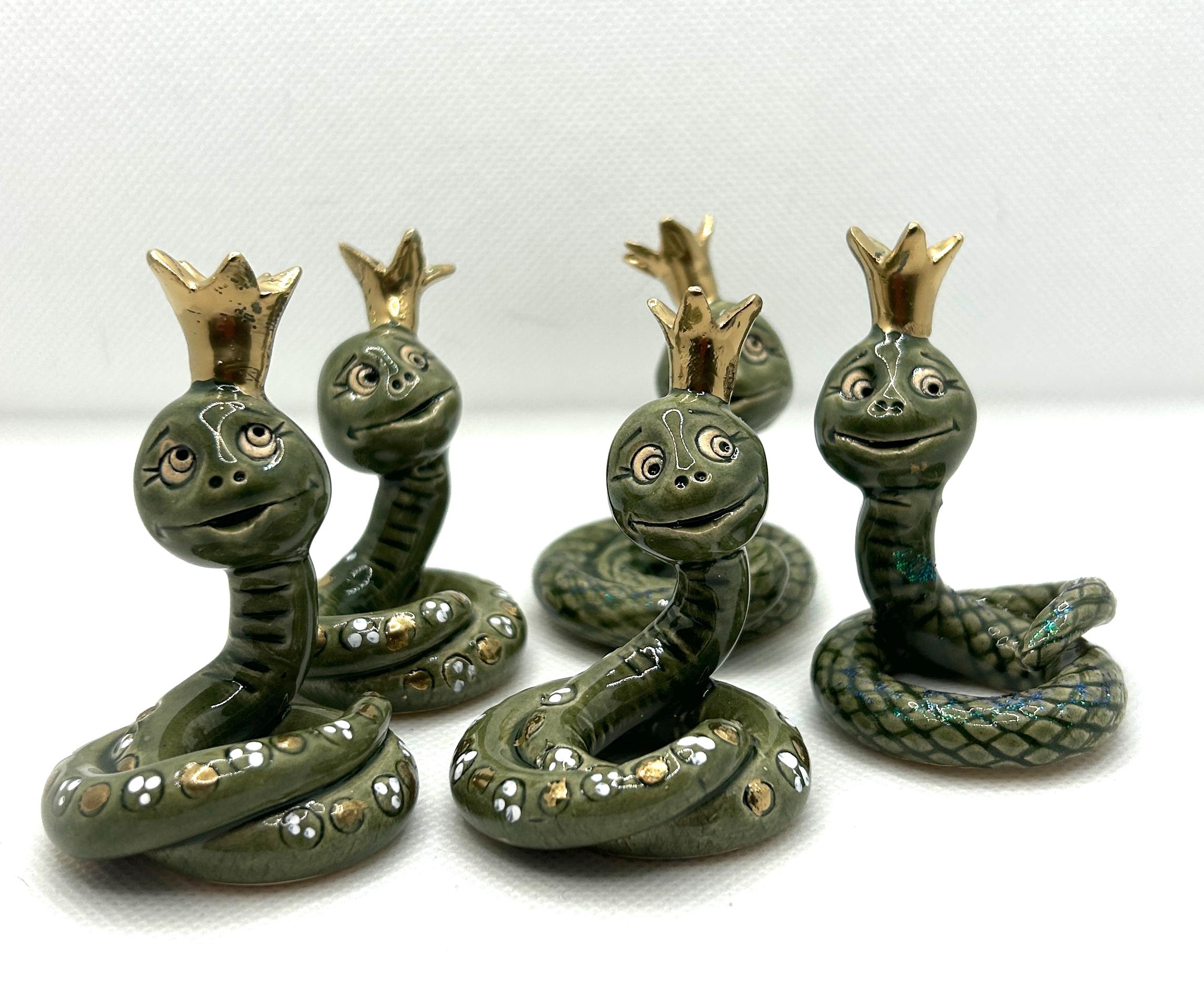 Handcrafted Miniature Ceramic Snake Figurine – Adorable and Funny Décor ...