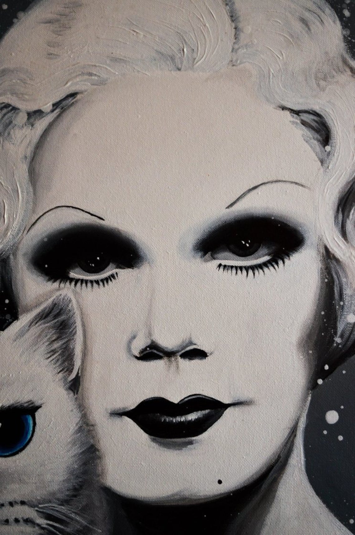Jean Harlow. White. Animal. Coby. Cat. Paint. Painting. Popart. Old ...