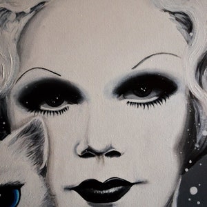 Jean Harlow. White. Animal. Coby. Cat. Paint. Painting. Popart. Old ...