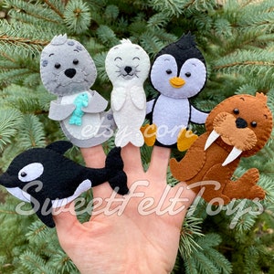 Arctic Animals Toys Finger Puppets Felt Story Arctic Wildlife Gift Baby ...