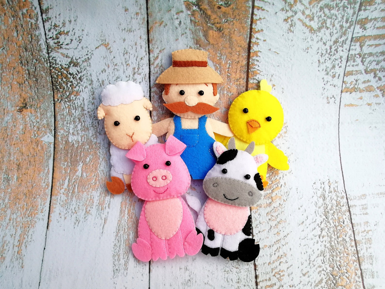 Old Macdonald Farm Animals Set Finger Puppets Farmer Toy Felt | Etsy