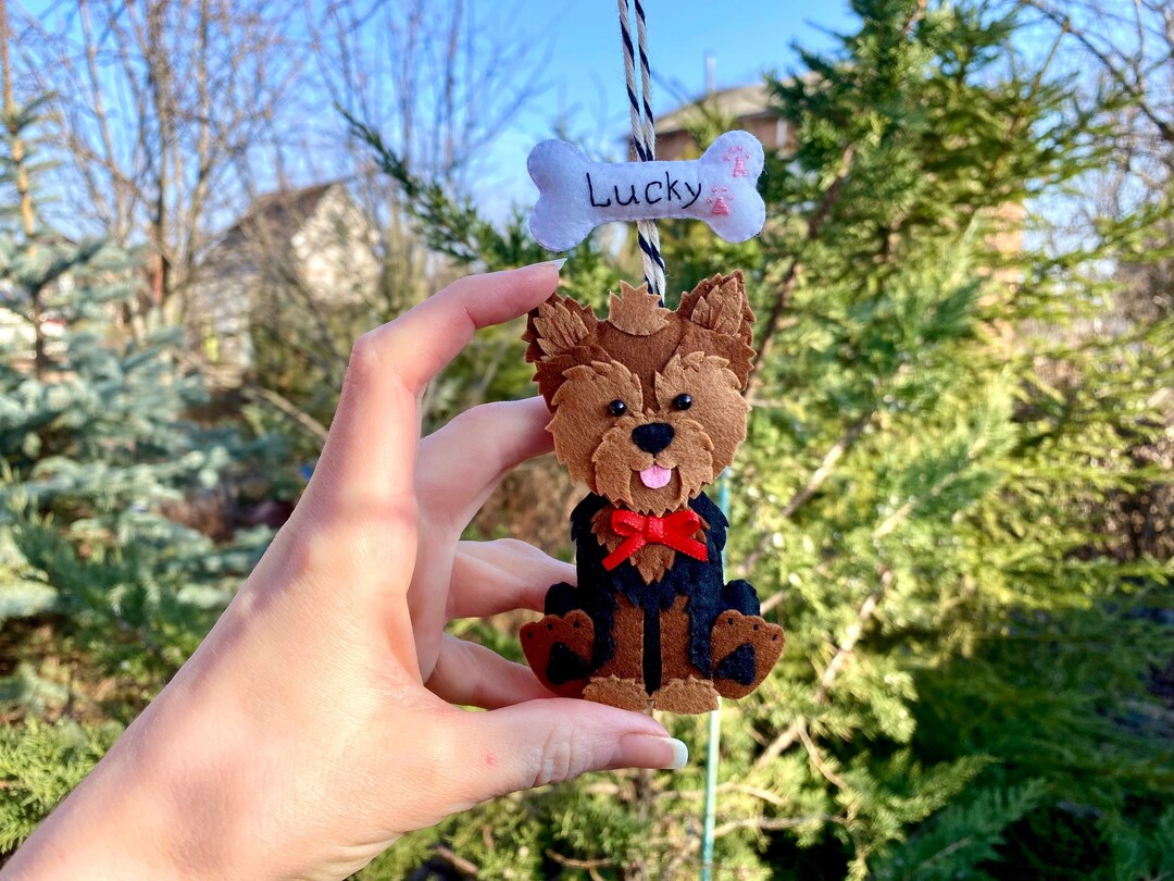 Personalized Yorkie Ornament Gift Custom Felt Dog Ornament Dog Memorial ...