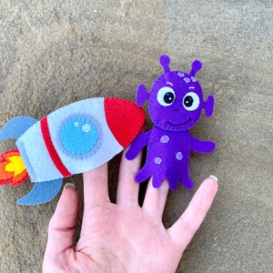 Outer Space Birthday Finger Puppets Cute Alien Astronaut Boy Gift Felt ...