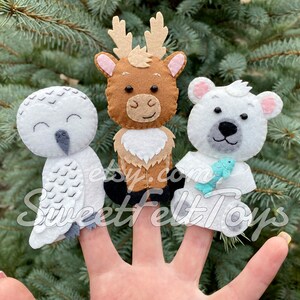 Arctic Animals Toys Finger Puppets Felt Story Arctic Wildlife Gift Baby ...