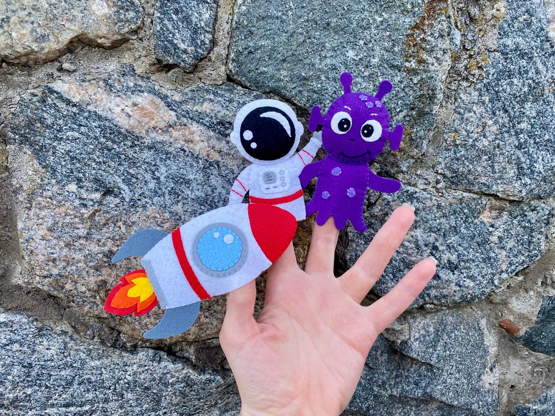 Outer Space Birthday Finger Puppets Cute Alien Astronaut Boy Gift Felt ...