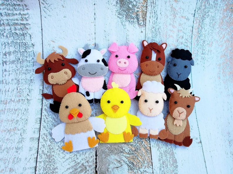 Farm Animals Finger Puppets Birthday Farm Toys Felt Finger ...