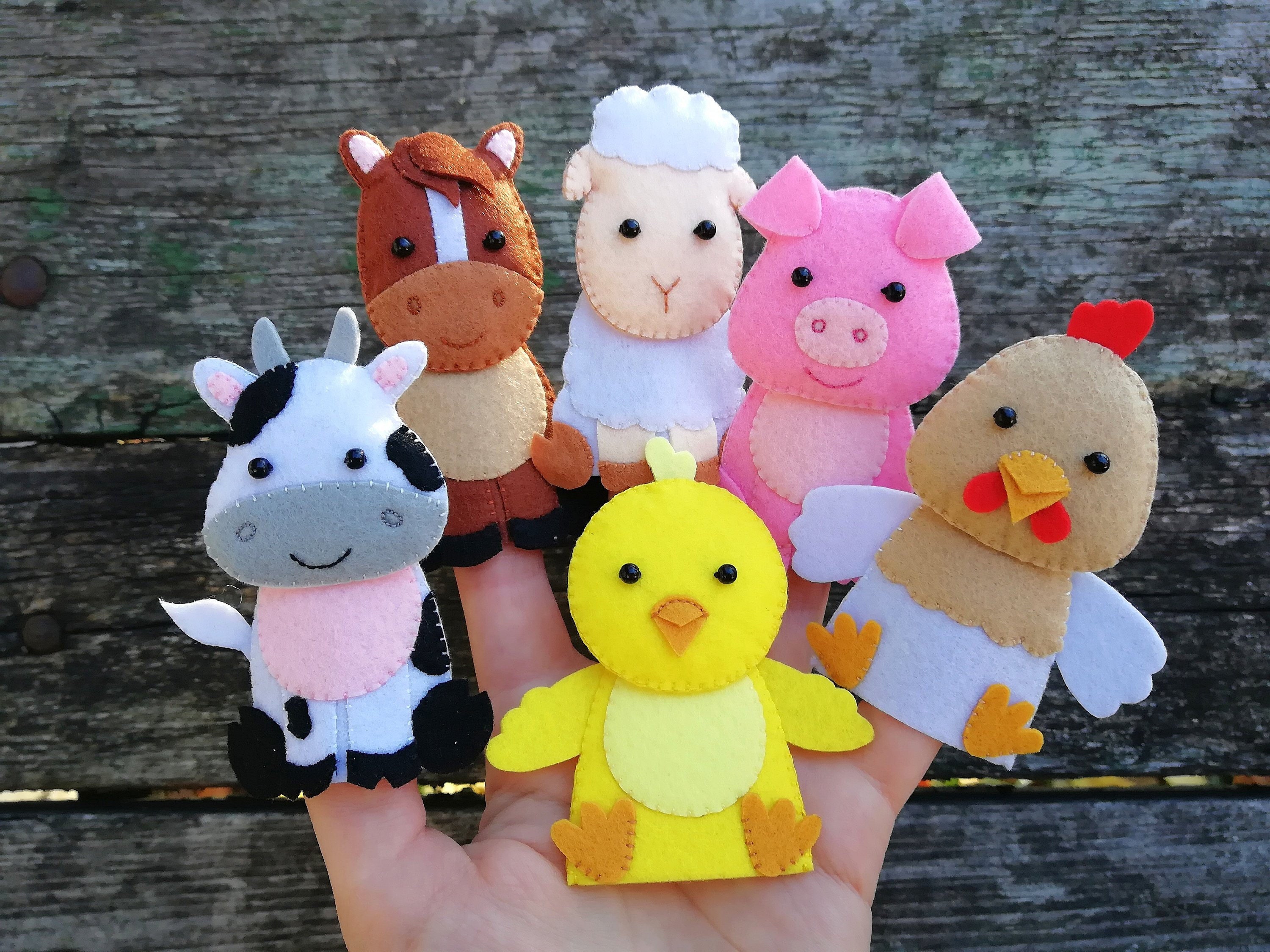 Animales de granja regalo bebé Títeres de dedo de fieltro Set - Etsy México