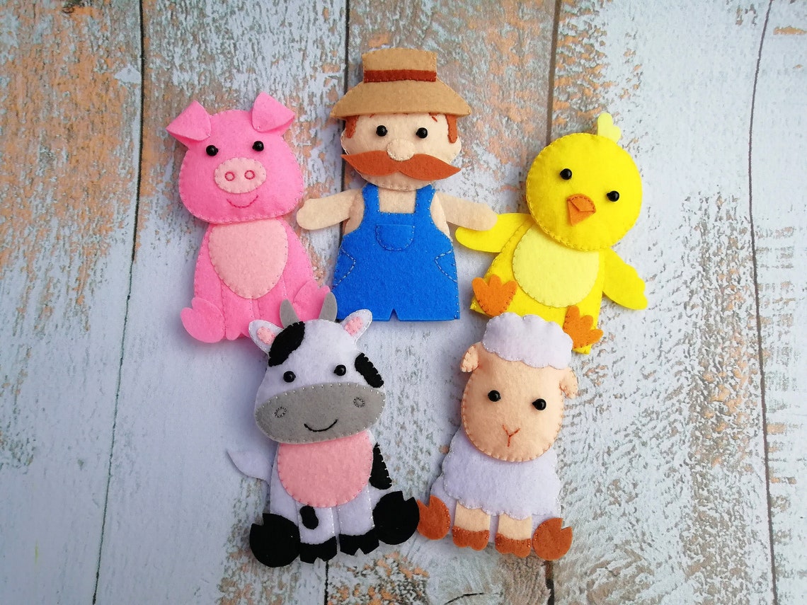 Old Macdonald Farm Animals Set Finger Puppets Farmer Toy Felt | Etsy