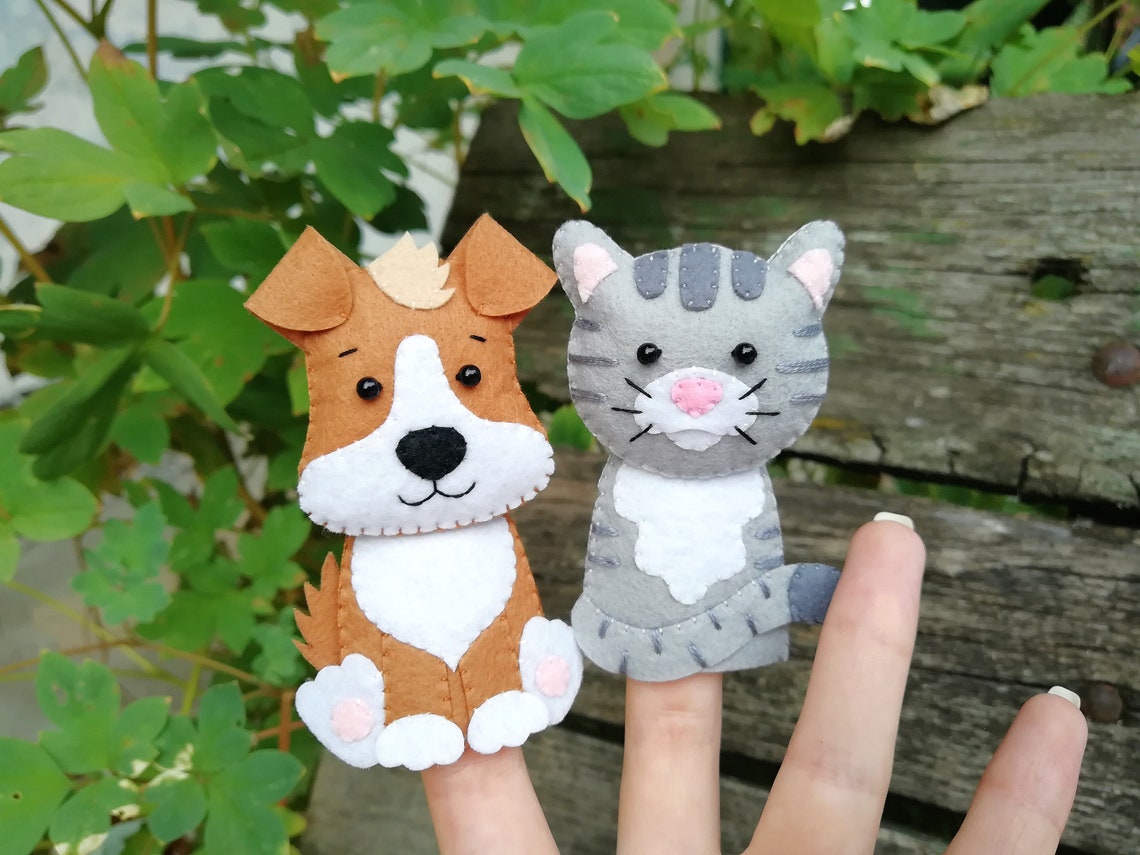 Finger Puppets Farm Animals Toys Felt Dog Felt Cat Felt Play - Etsy