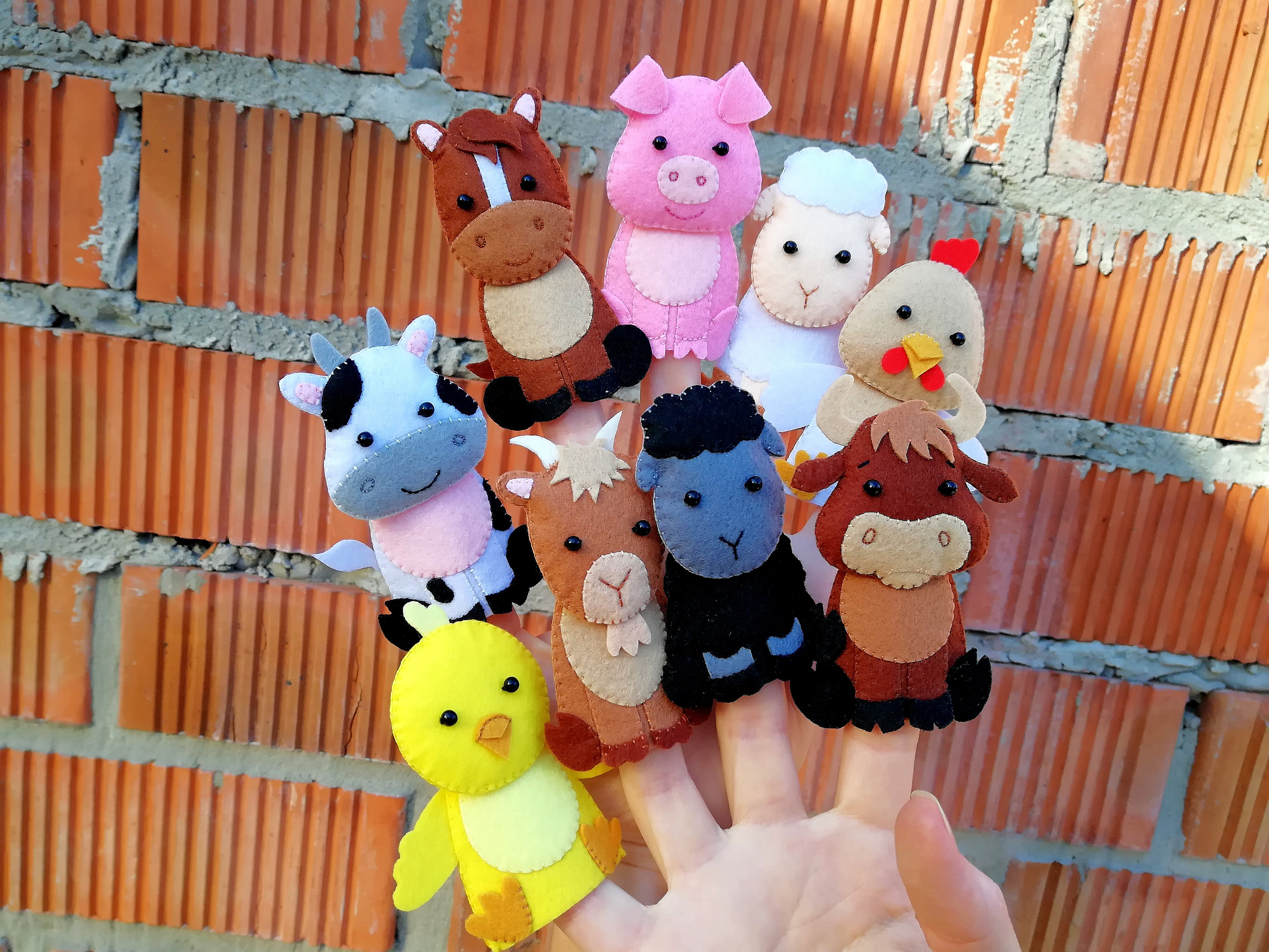 Farm Animals Finger Puppets Birthday Farm Toys Felt Finger ...