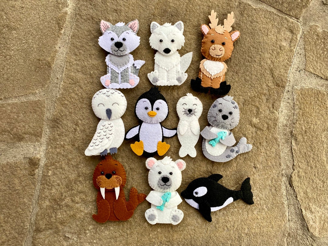 Arctic Animals Toys Finger Puppets Felt Story Arctic Wildlife Gift Baby ...