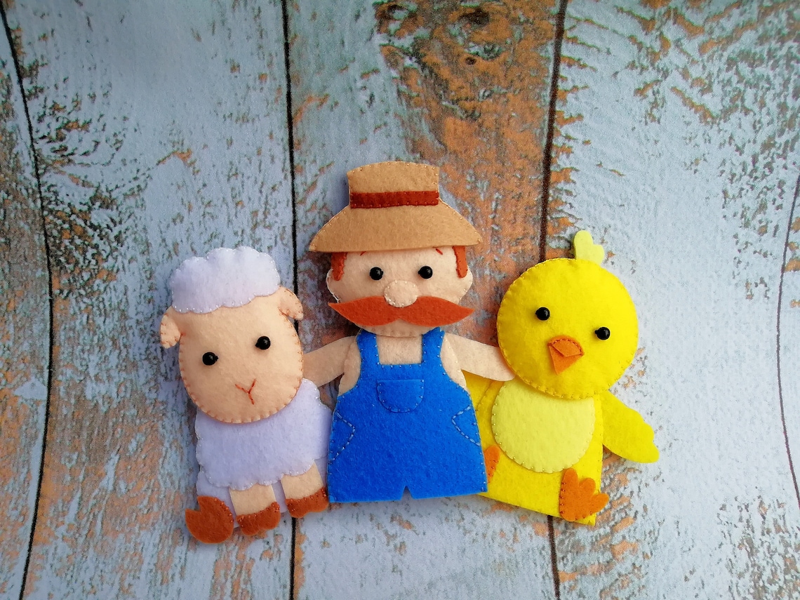 Old Macdonald Farm Animals Set Finger Puppets Farmer Toy Felt | Etsy