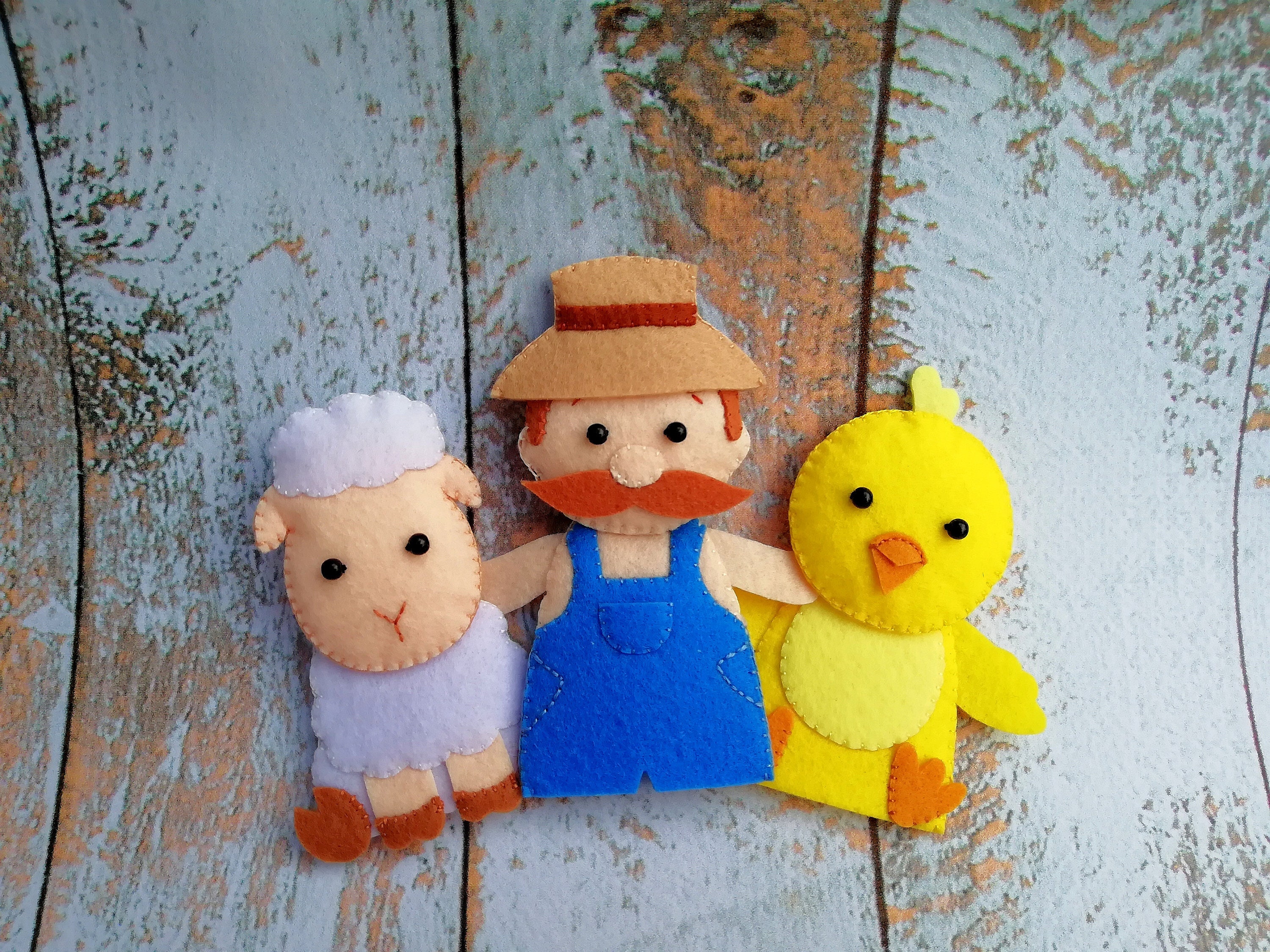 Old Macdonald Farm Animals Set Finger Puppets Farmer Toy Felt | Etsy