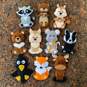 Woodland Felt Animals Puppets for Kids Forest Toys Animals Nursery Felt ...