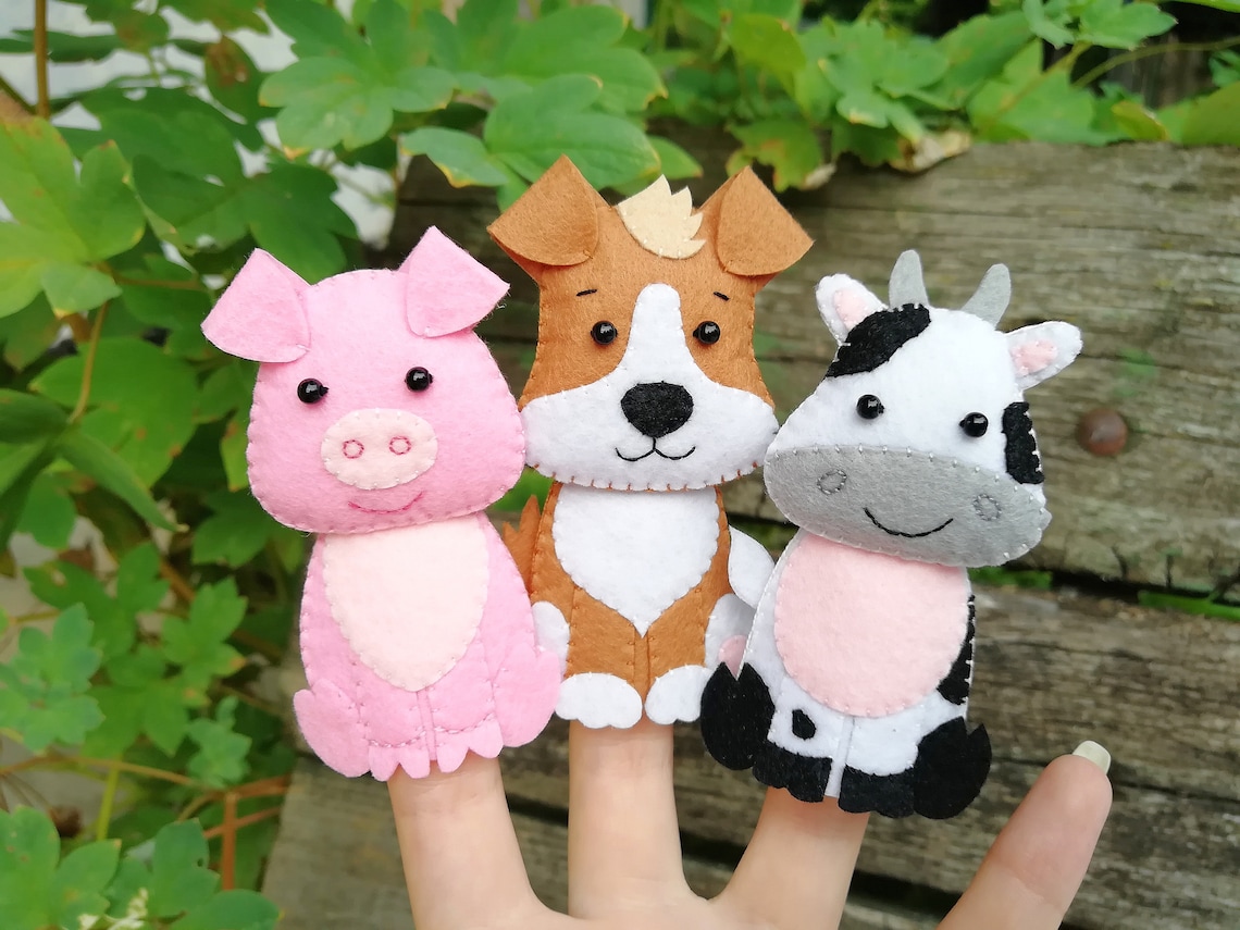 Finger Puppets Farm Animals Toys Felt Dog Felt Cat Felt Play - Etsy