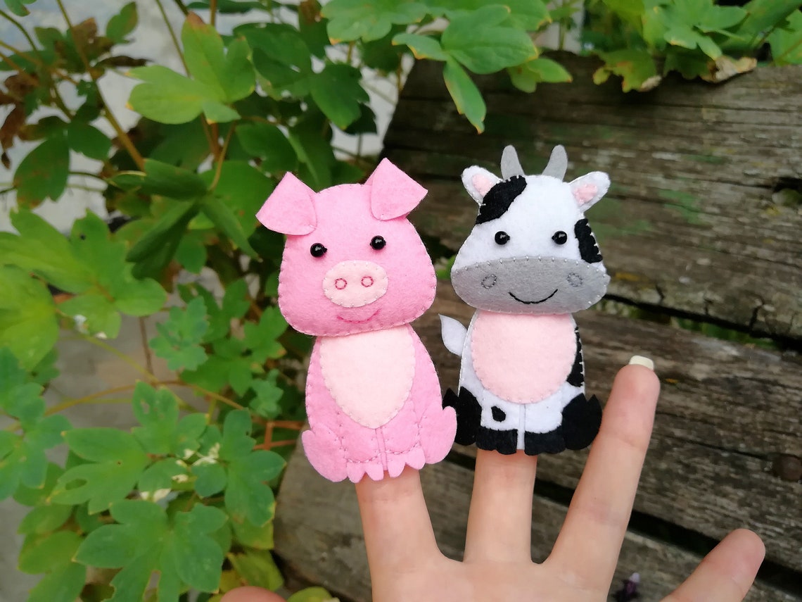 Finger Puppets Farm Animals Toys Felt Dog Felt Cat Felt Play - Etsy
