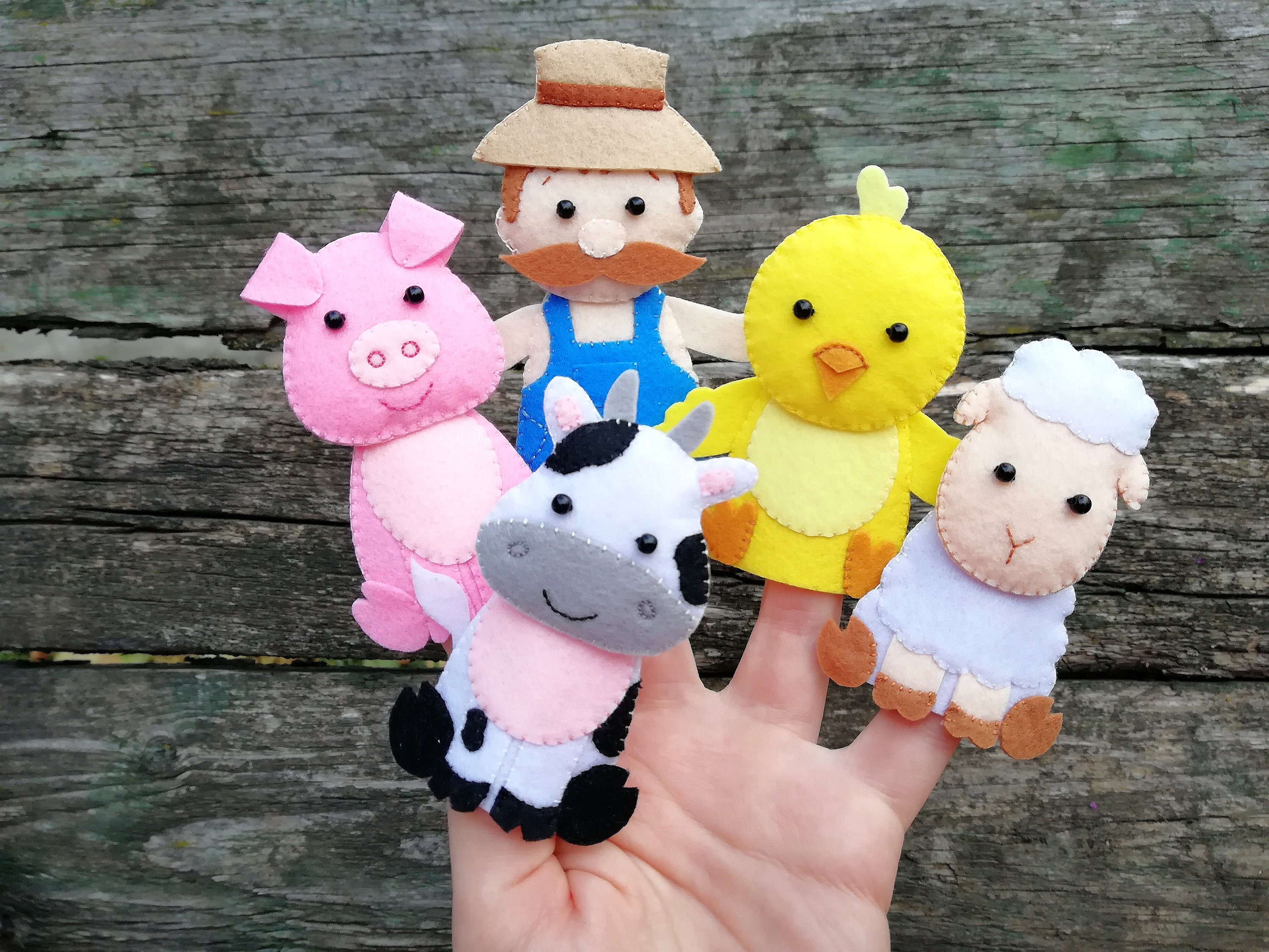 Old Macdonald Farm Animals Set Finger Puppets Farmer Toy Felt | Etsy