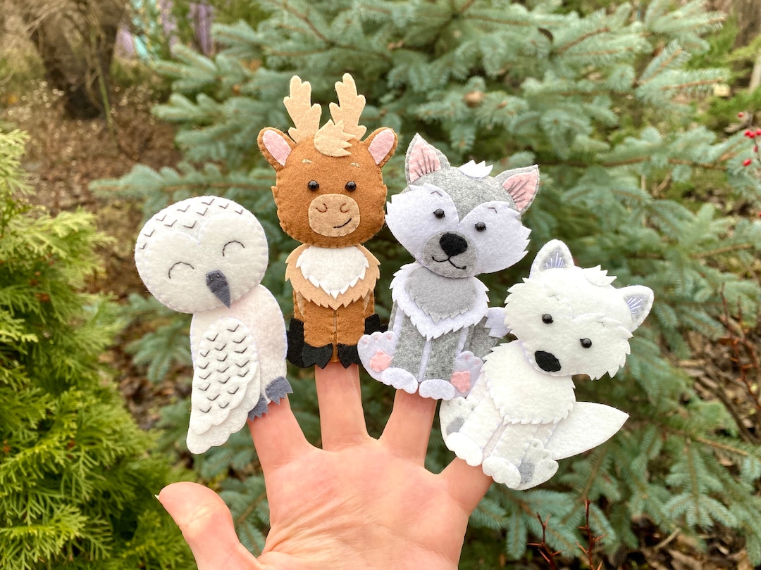 Winter Forest Animals Puppets Arctic Fox Toy Felt Wolf Arctic Friends ...