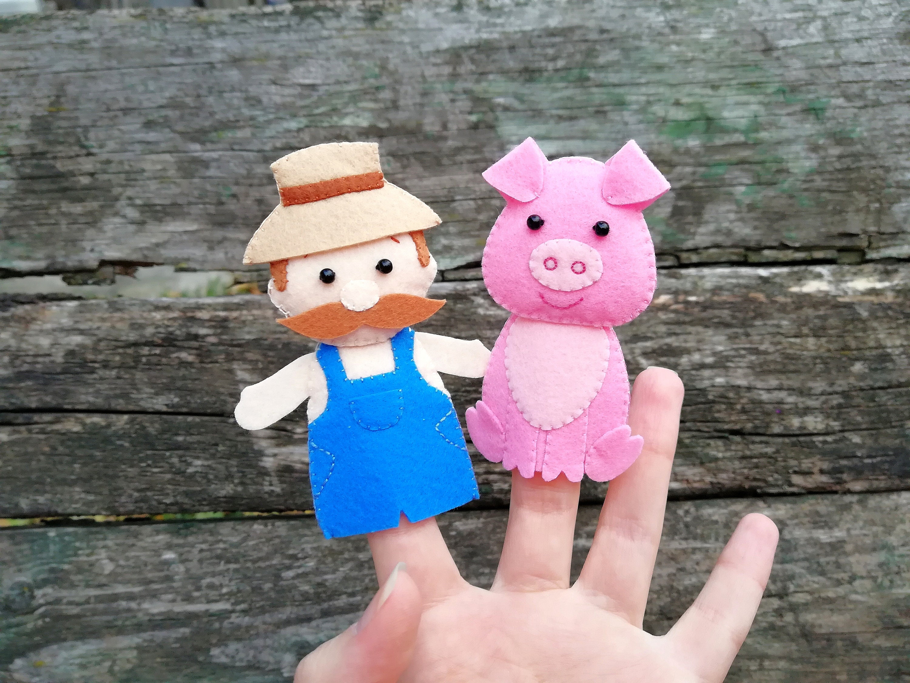 Old Macdonald Farm Animals Set Finger Puppets Farmer Toy Felt | Etsy