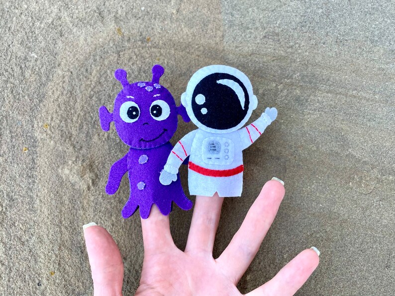 Outer Space Birthday Finger Puppets Cute Alien Astronaut Boy Gift Felt ...