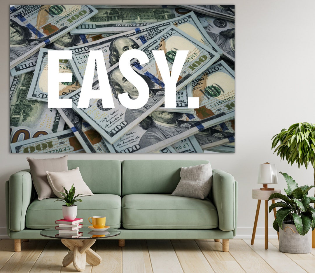 Easy Sign Print on Canvas Money Motivational Poster Multi Panel Wall ...
