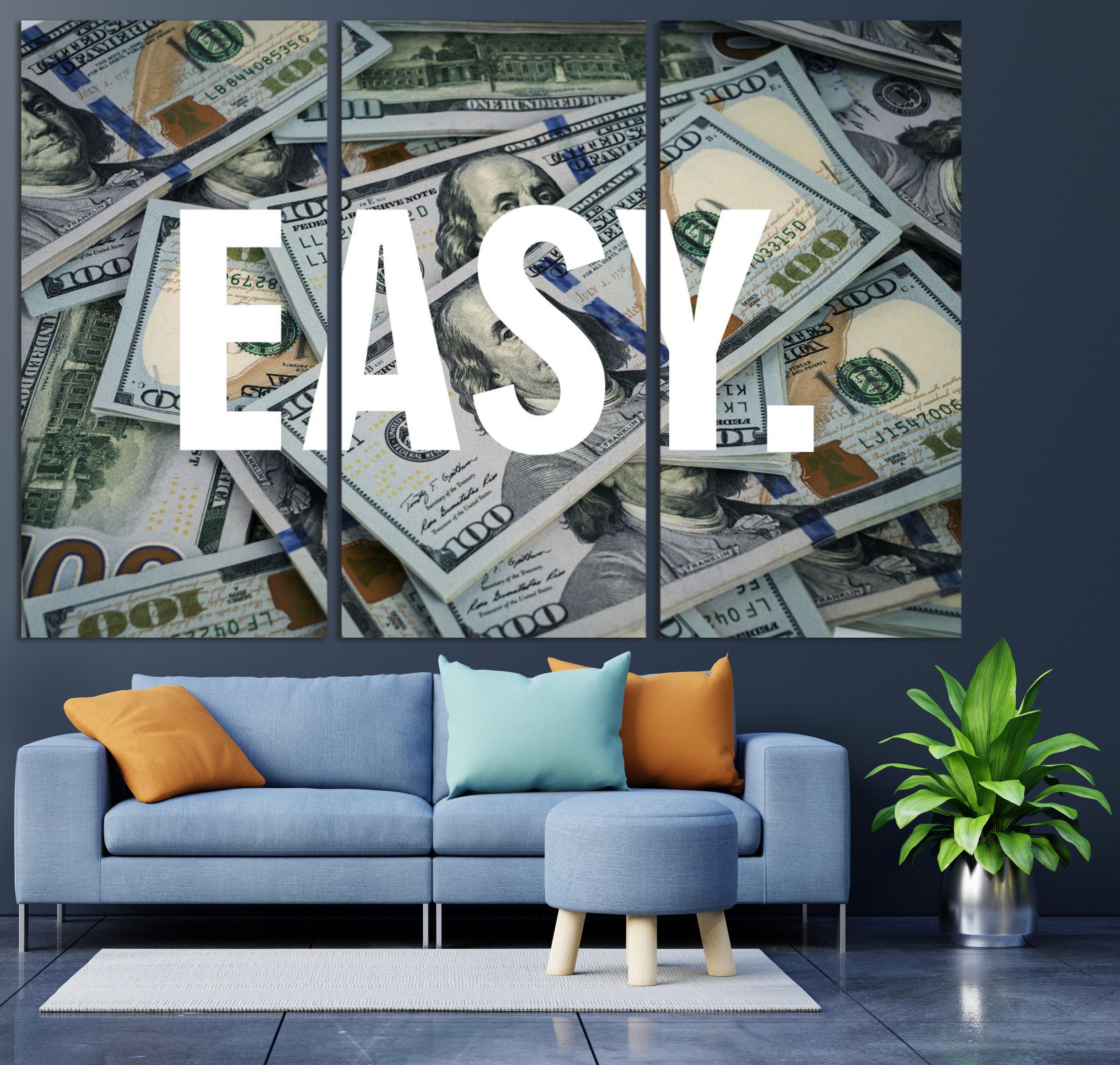 Easy Sign Print on Canvas Money Motivational Poster Multi - Etsy