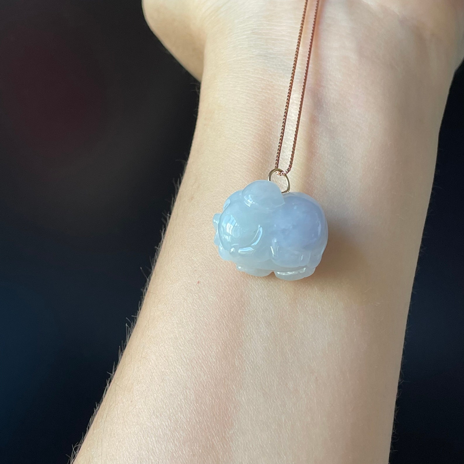 Chinese Zodiac Pig Jade Pendant/charm 18K Gold Clasp- Genuine Burmese ...