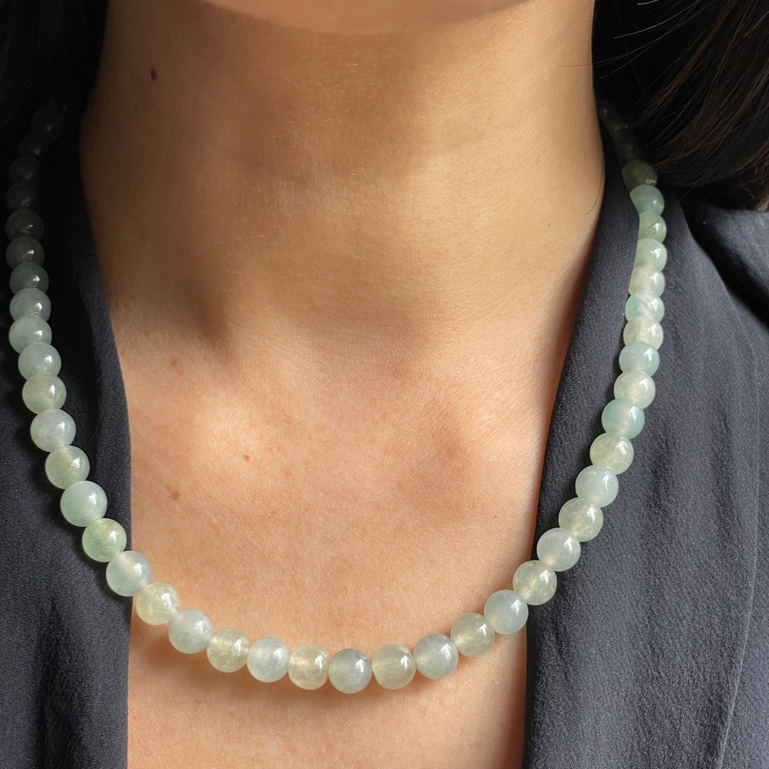 Green Jade Bead Necklace Bracelet Set JG Signature Gift Set- Genuine ...