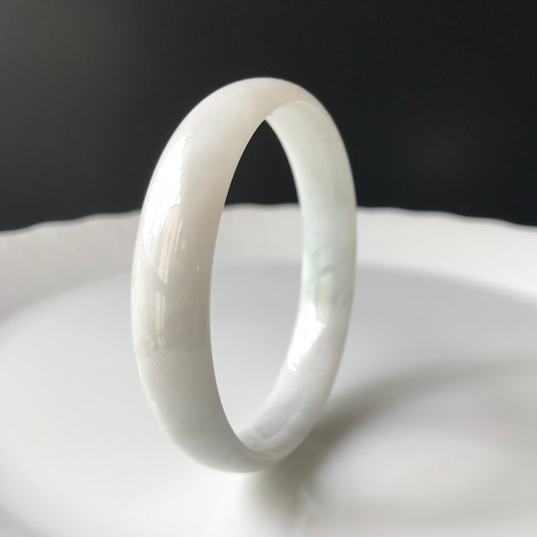 Jadeite Jade Bangle 57.8 mm Authentic Type A Burmese Jadeite Jade Milky ...