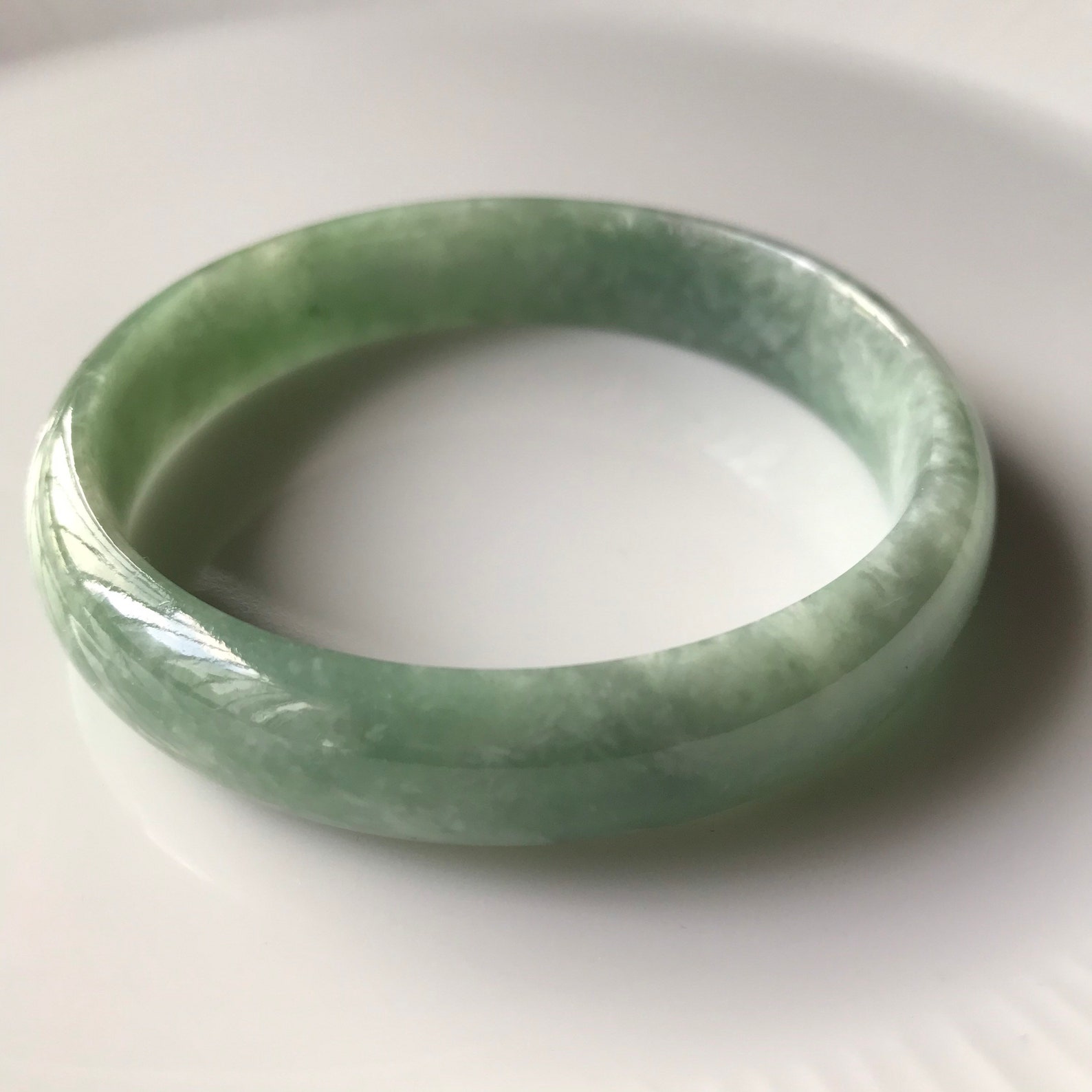 Natural Jade Bangle 59.2mm Natural Type A Burmese Jadeite Translucent ...