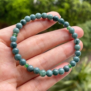 Rare Prussian Blue Jadeite 6mm Bead Bracelet 100% Natural Type A Burma ...