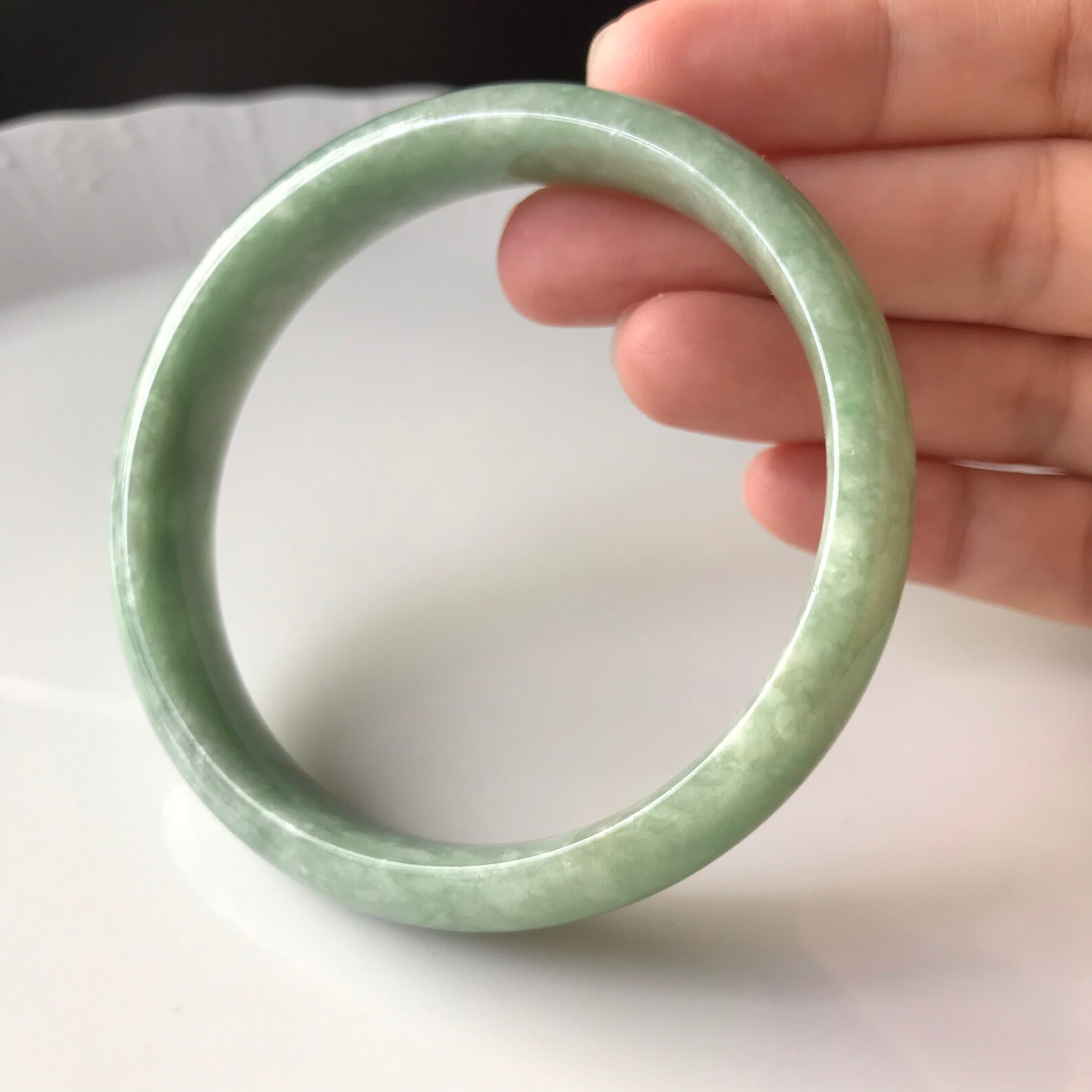 Natural Jade Bangle 59.2mm Natural Type A Burmese Jadeite Translucent ...