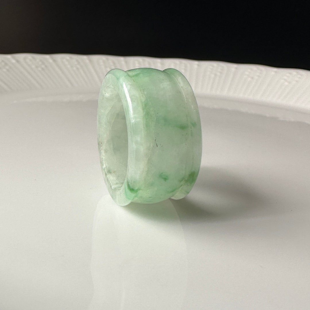 Green Jade Ring US10.6, Natural Jadeite Jade Grade A Thumb Jade Ring ...