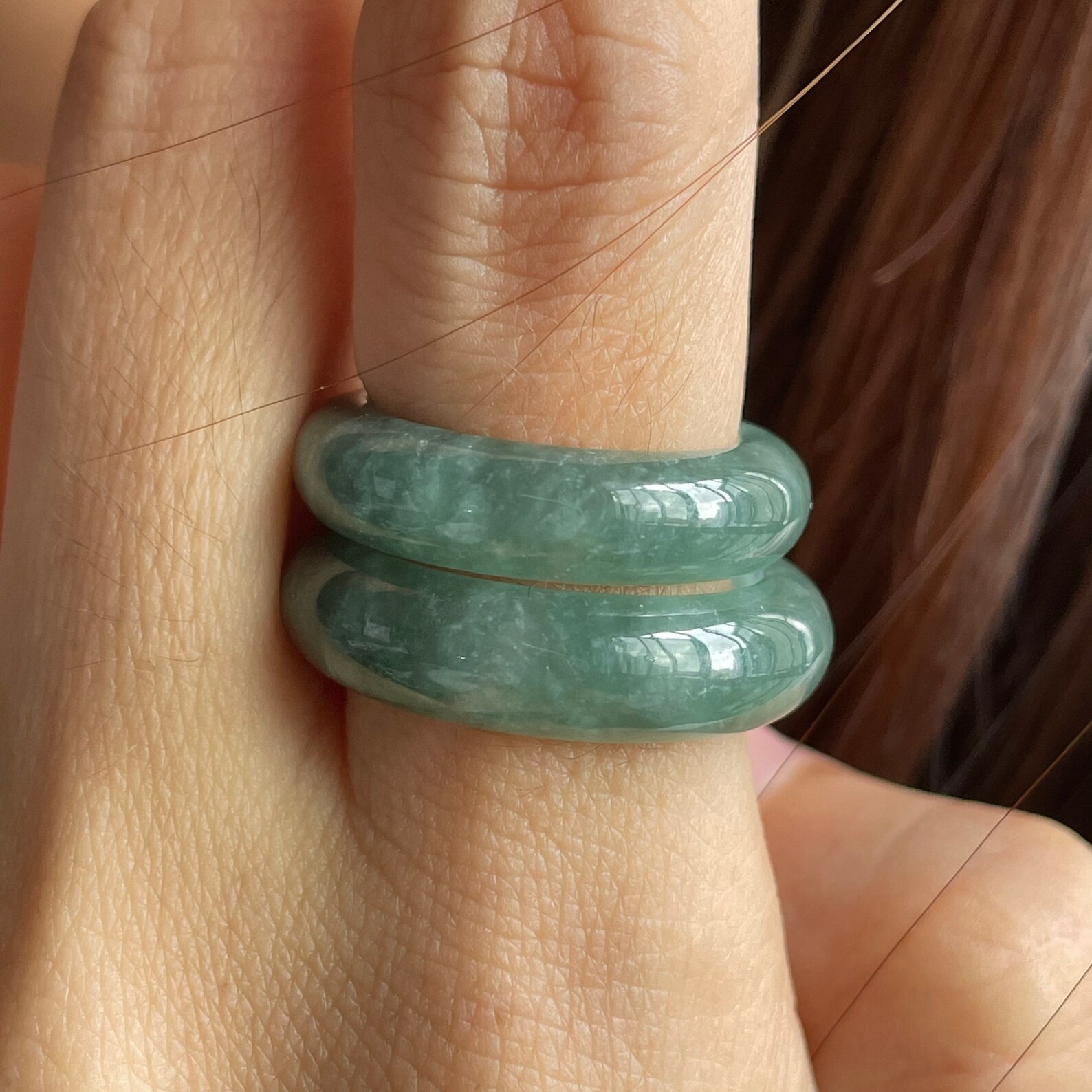 Couple Jade Rings US7.6 US5.5 or Ring and Pendant Set | Etsy