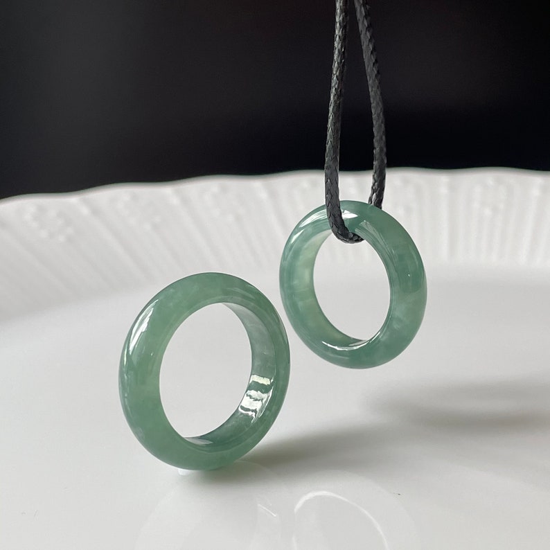 Couple Jade Rings US7.6 US5.5 or Ring and Pendant Set Authentic Burmese ...