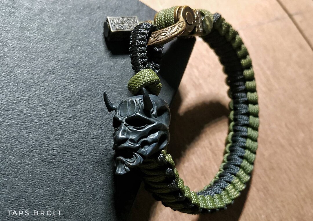 The Oni Demon Premium Paracord Bracelet Black Oxide, Snake Knot, Hannya ...