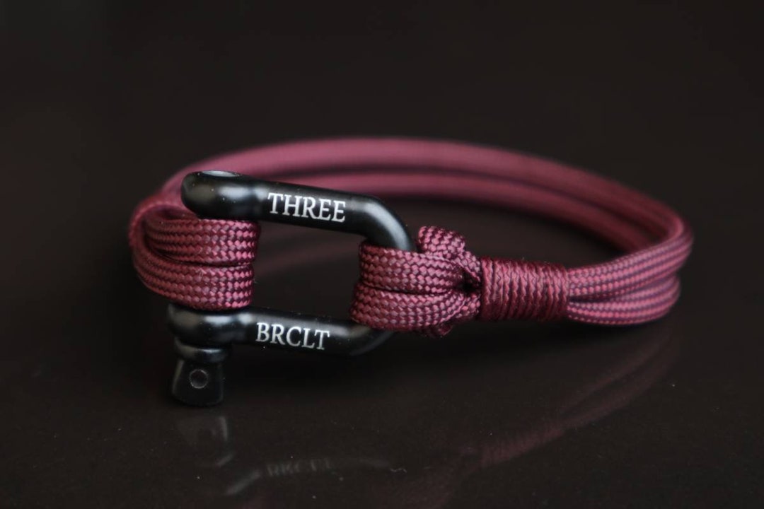 Maroon Nautical Bracelet, U Shackle Bracelet, Omega Shackle Bracelet ...