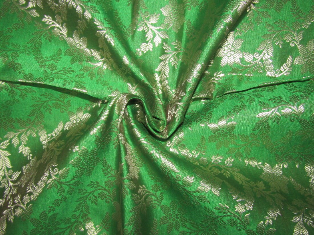 SILK BROCADE Fabric With Metallic Gold Work 44" Wide Available in SIX ...